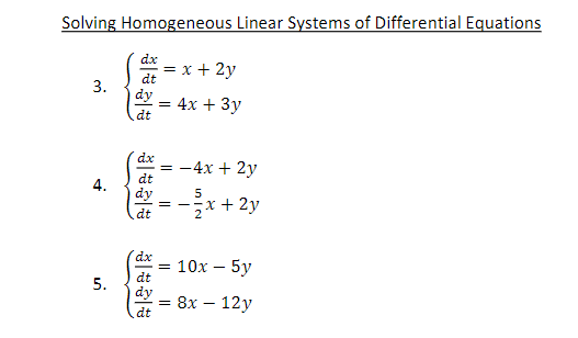 Solved Solving Homogeneous Linear Systems of Differential | Chegg.com