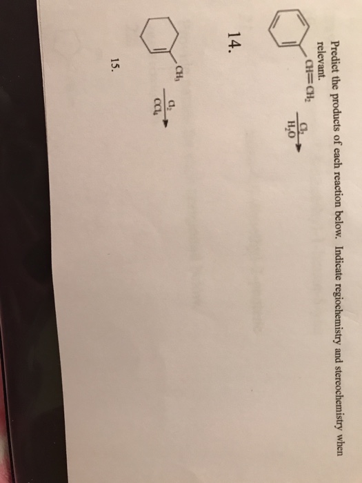 Solved Predict the products of each reaction below. Indicate | Chegg.com