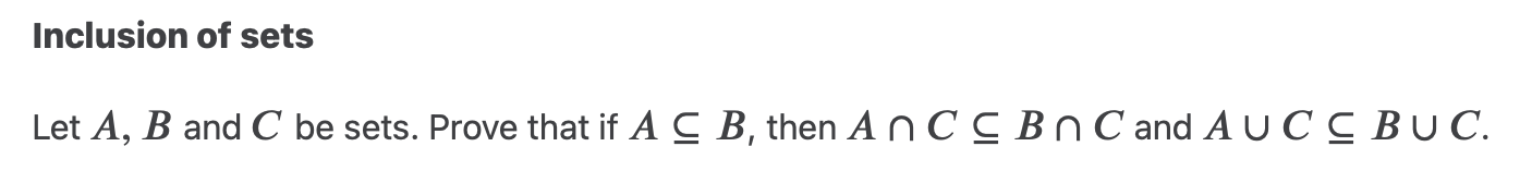 Solved Inclusion of sets Let A,B and C be sets. Prove that | Chegg.com
