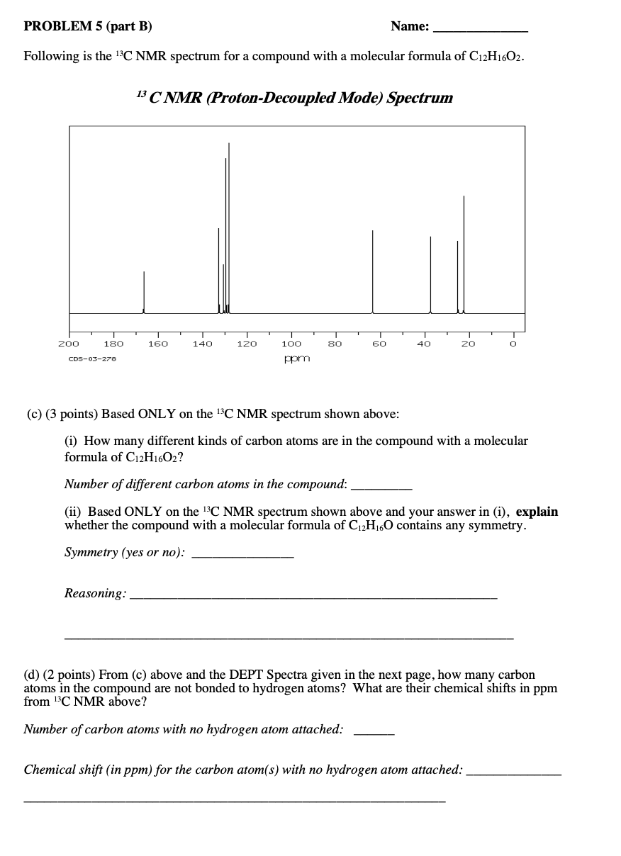 Solved PROBLEM 5-(Part A) Name: The infrared spectrum of a | Chegg.com