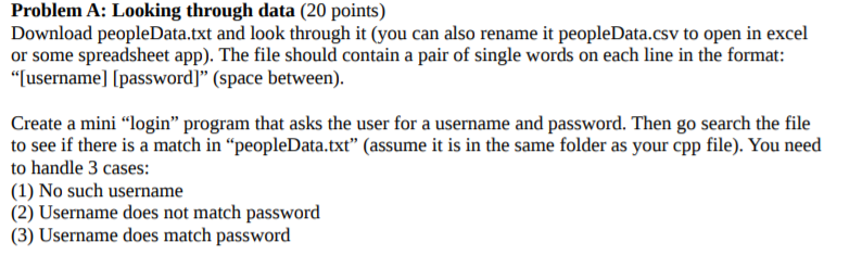 Solved Problem A: Looking through data (20 points) Download | Chegg.com