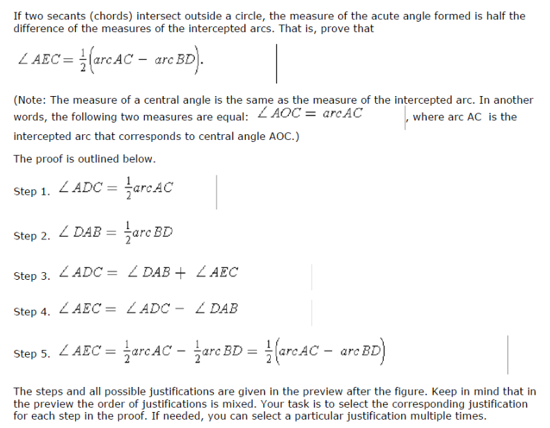 Solved If two secants (chords) intersect outside a circle, | Chegg.com