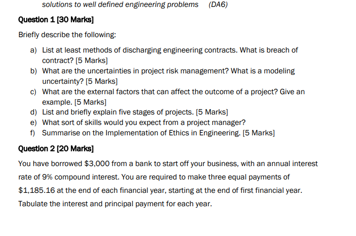 Solved Question 1 [30 Marks] Briefly describe the following: | Chegg.com