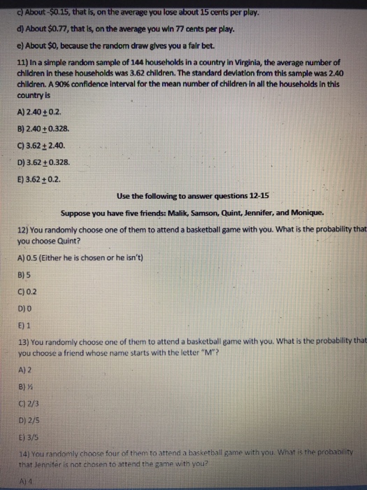 Solved Answer the following questions and show all your work | Chegg.com