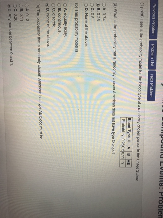 Solved pod Events. Probien Previous Problem Problem List | Chegg.com