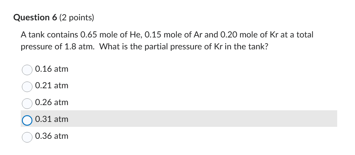 Solved A tank contains 0.65 mole of He,0.15 mole of Ar and | Chegg.com