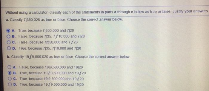 Solved Without using a calculator, classify each of the | Chegg.com