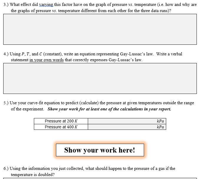 Solved Part I: Pressure vs. Temperature (Gay-Lussac's Law) | Chegg.com