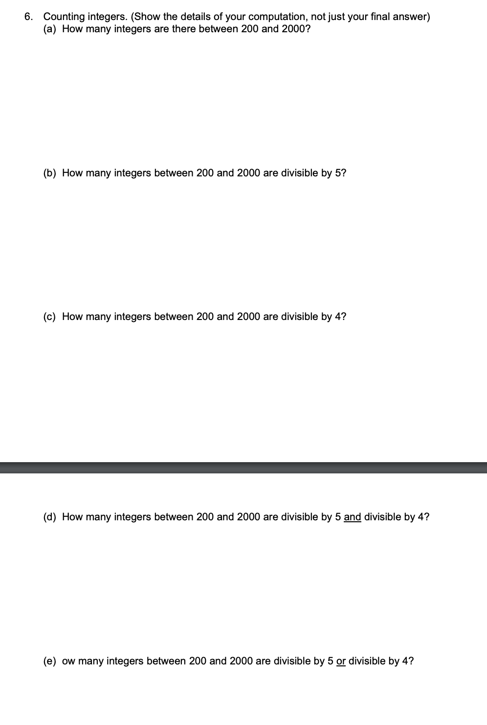 Solved 6. Counting integers. (Show the details of your | Chegg.com