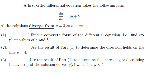 Solved A first-order differential equation takes the | Chegg.com