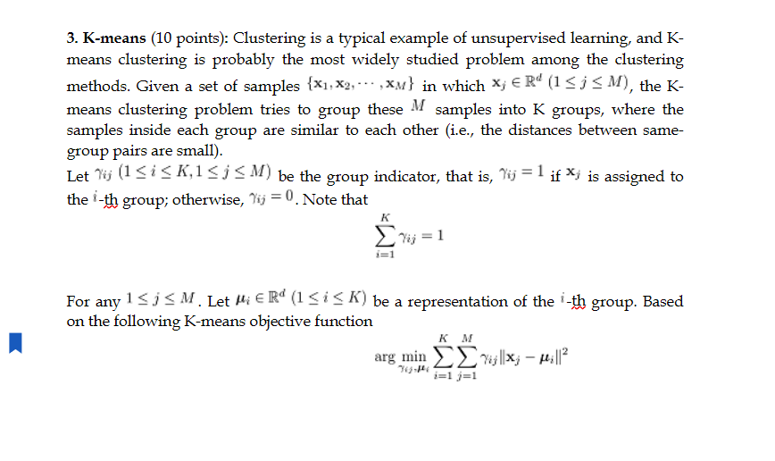 Solved 3. K-means (10 points): Clustering is a typical | Chegg.com
