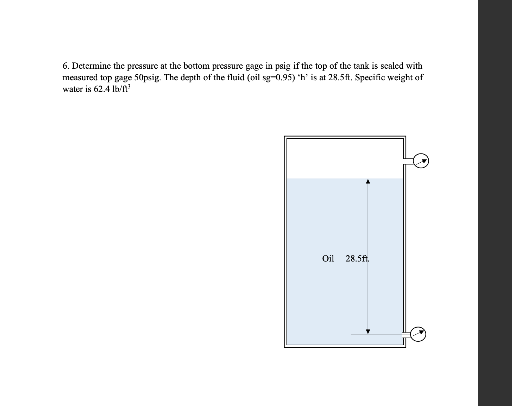Solved 6. Determine the pressure at the bottom pressure gage | Chegg.com