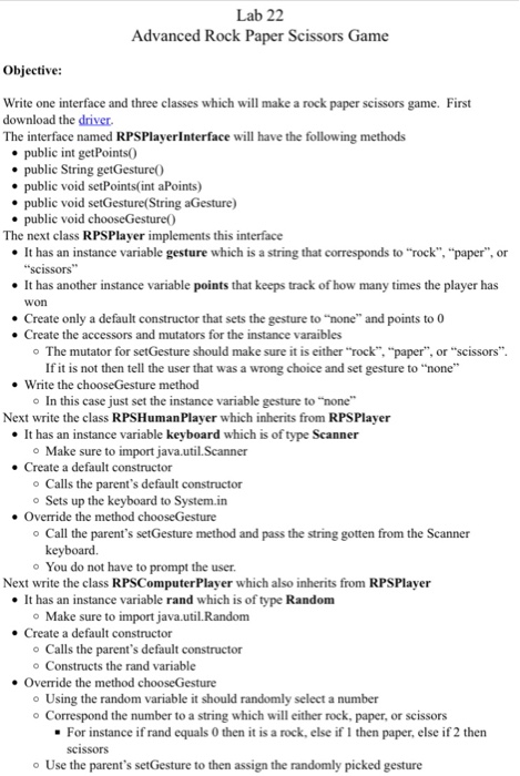 Solved Lab 22 Advanced Rock Paper Scissors Game Objective: | Chegg.com