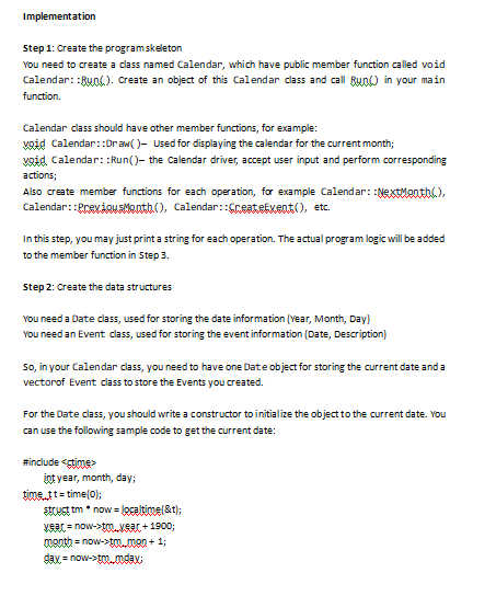 Solved Task: Calendar Project Requirements: Write a program | Chegg.com