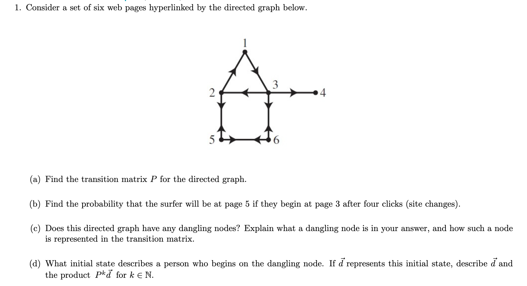 Solved 1. Consider a set of six web pages hyperlinked by the | Chegg.com