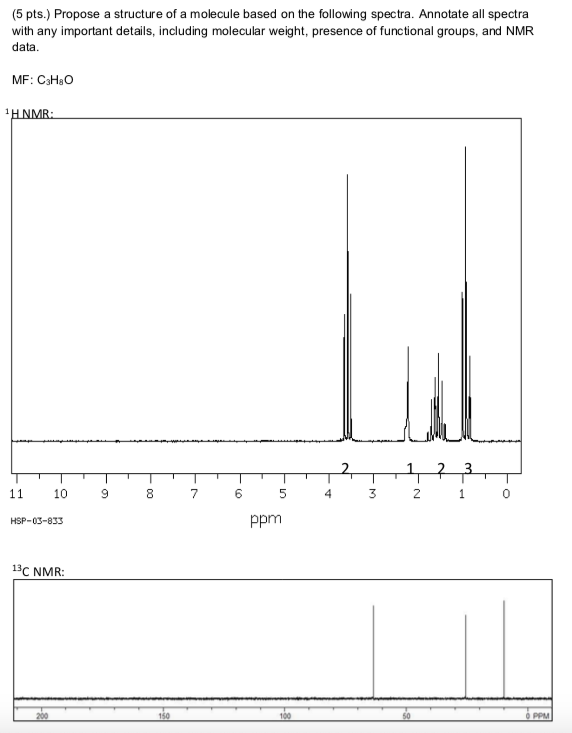 Solved (5 pts.) Propose a structure of a molecule based on | Chegg.com