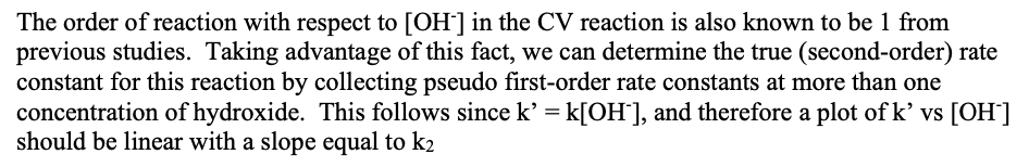 Solved For the reaction of crystal violet (CV) with | Chegg.com