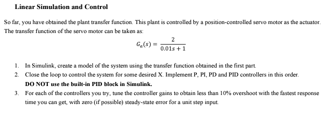 Solved Linear Simulation and Control So far, you have | Chegg.com