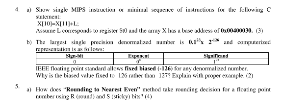 Solved a) Show single MIPS instruction or minimal sequence | Chegg.com