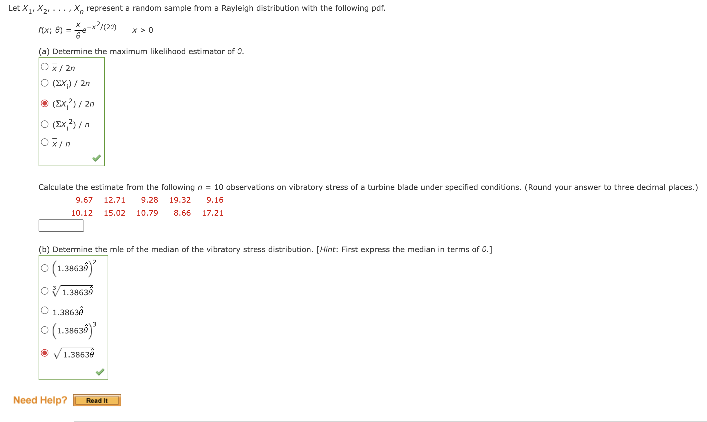 Solved θ)=θxe−x2/(2θ)x>0 Determine the maximum likelihood | Chegg.com