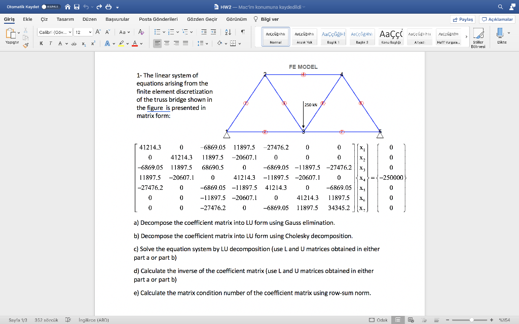 Solved The linear system of equations arising from the | Chegg.com