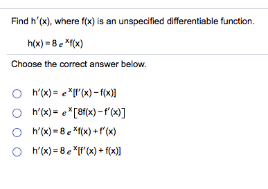Solved Find h'(x), where f(x) is an unspecified | Chegg.com