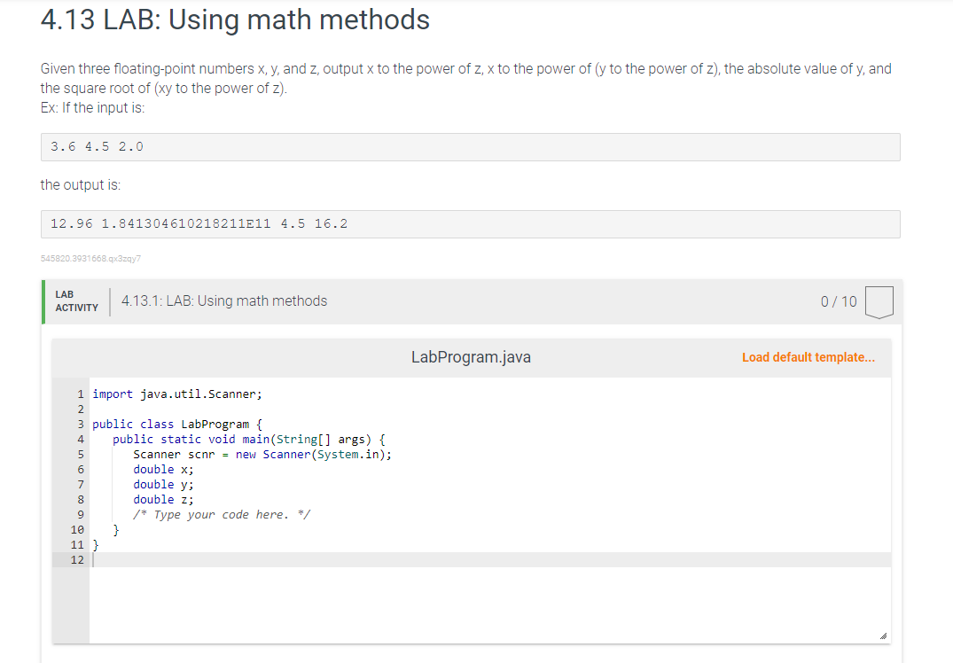 Solved PLEASE WRITE OUT WHOLE CODE IN JAVA. THANK YOU!!4.13 | Chegg.com