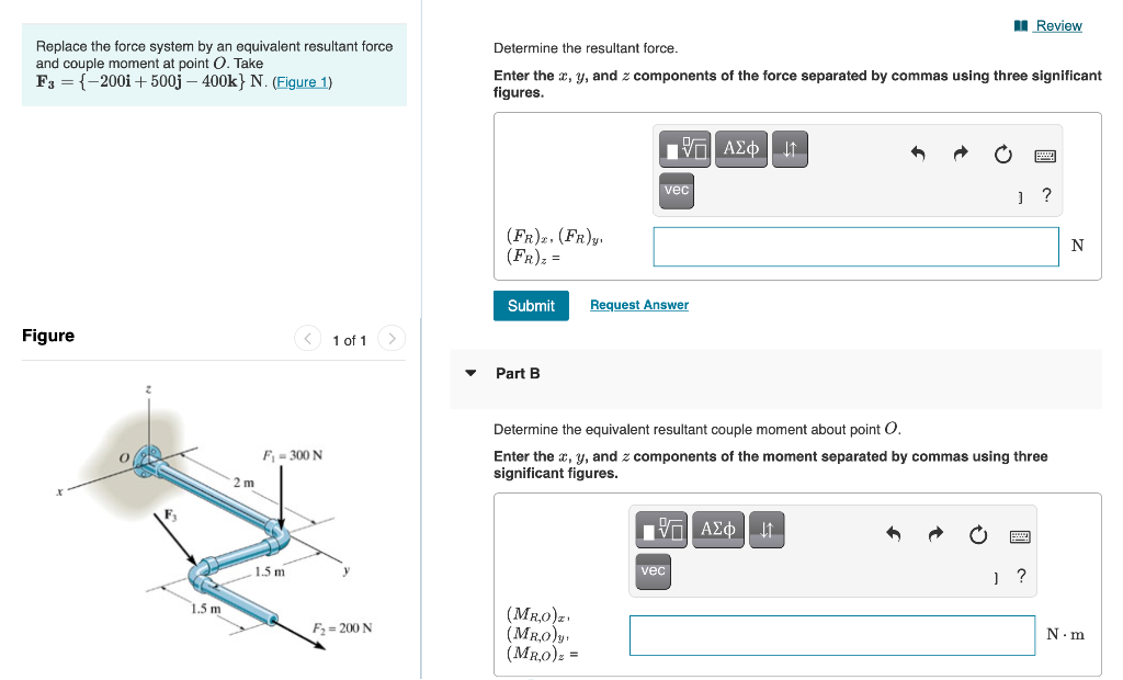 Solved Replace the force system by an equivalent resultant | Chegg.com