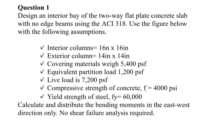 Question I Design an interior bay of the two-way flat | Chegg.com