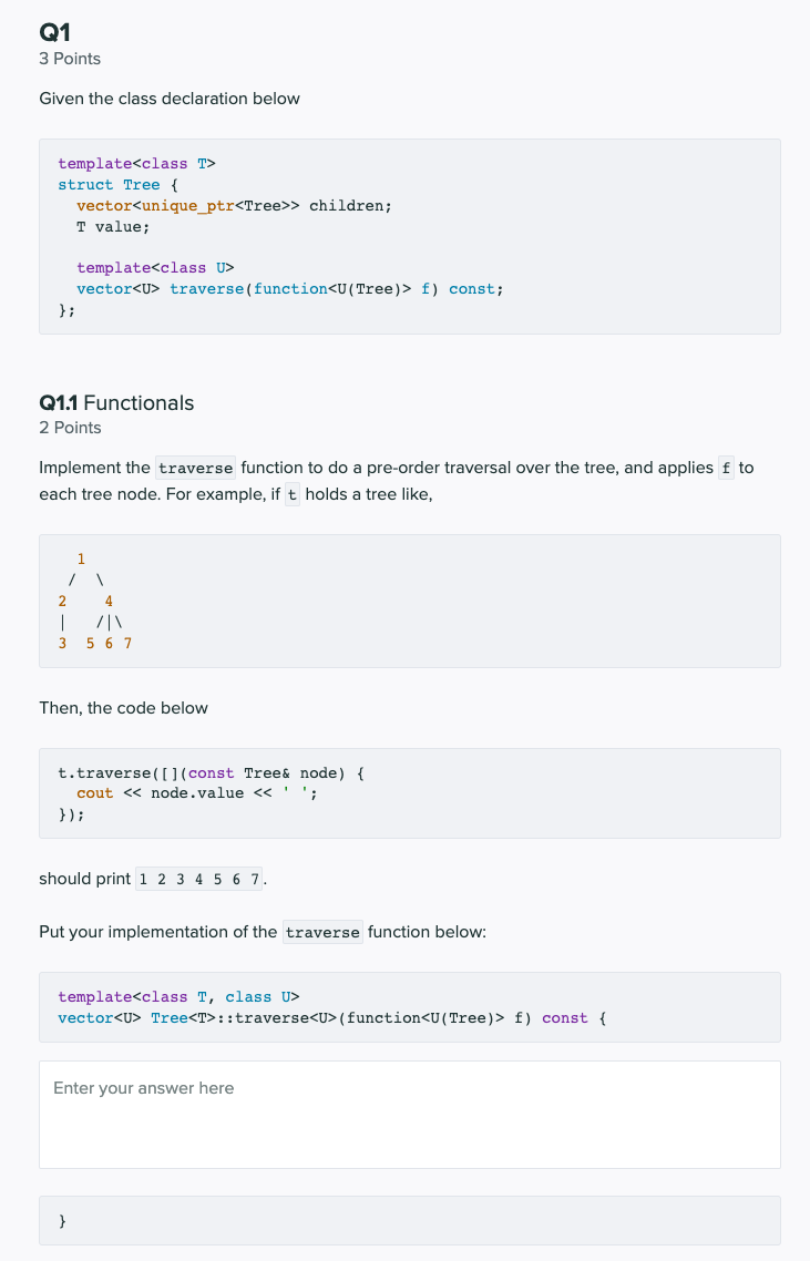 Solved Q1 3 Points Given the class declaration below | Chegg.com