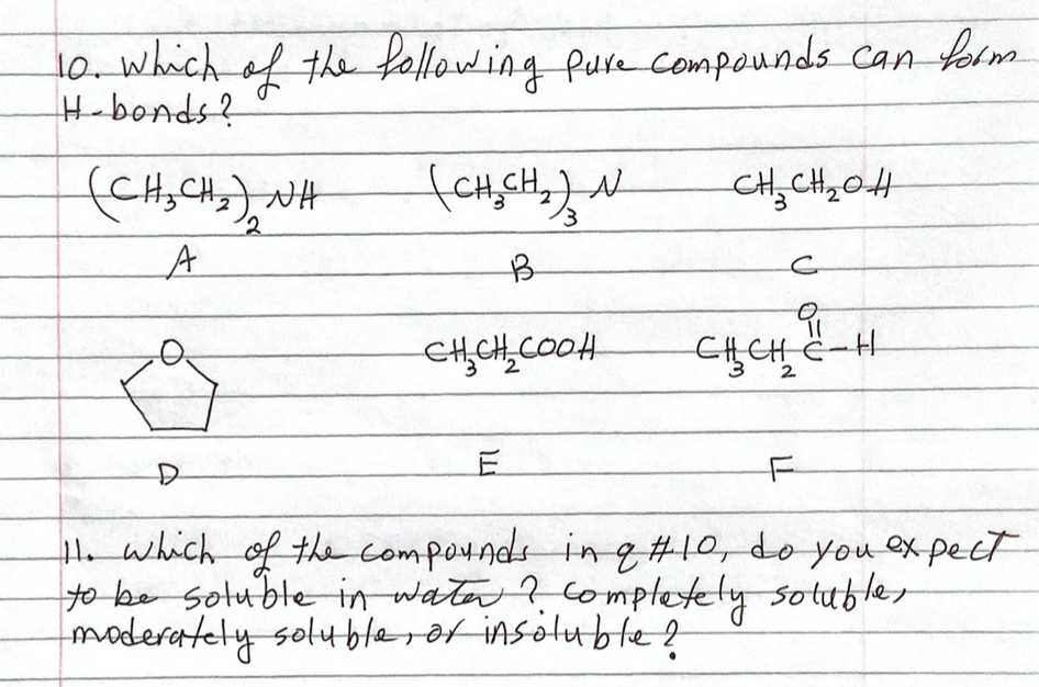 Solved 10. Which of the following pure compounds can form | Chegg.com