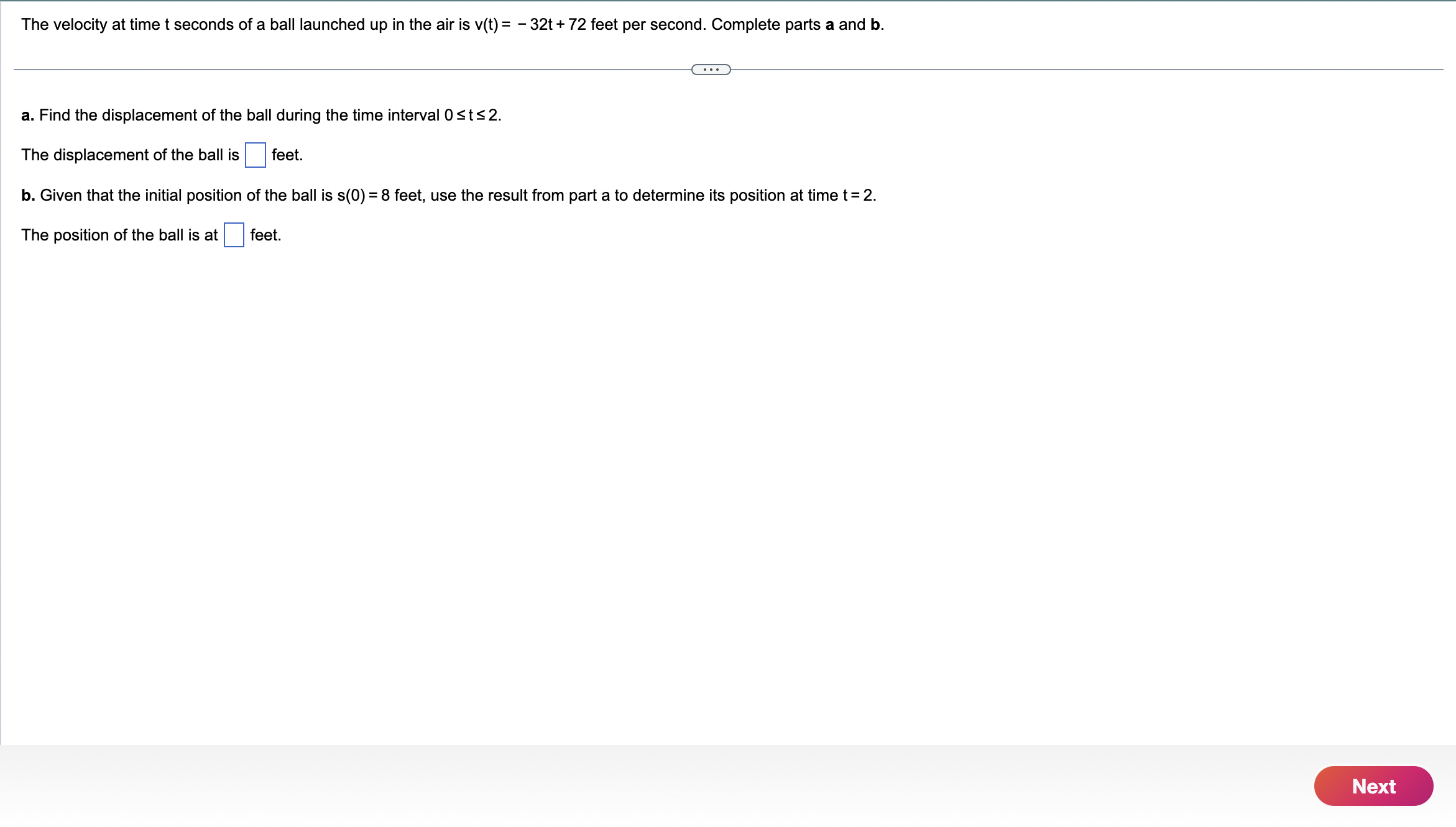 Solved The velocity at time t ﻿seconds of a ball launched up | Chegg.com