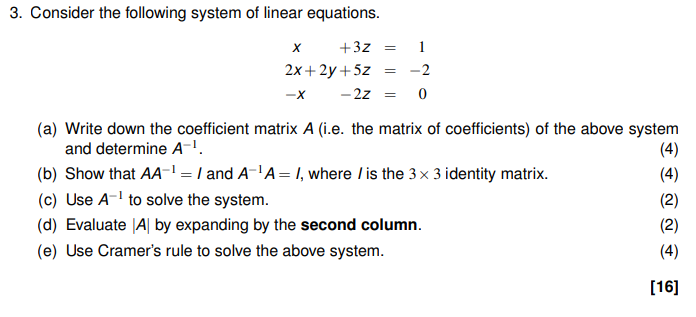 Solved 3. Consider the following system of linear equations. | Chegg.com