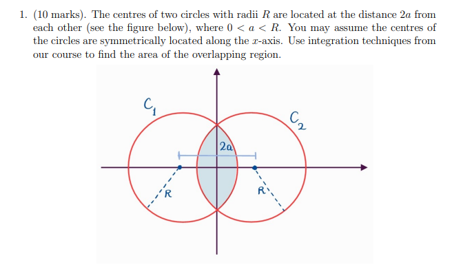 Solved 1. (10 marks). The centres of two circles with radii | Chegg.com