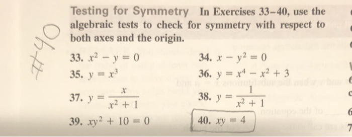 Solved Testing for Symmetry In Exercises 33-40, use the | Chegg.com