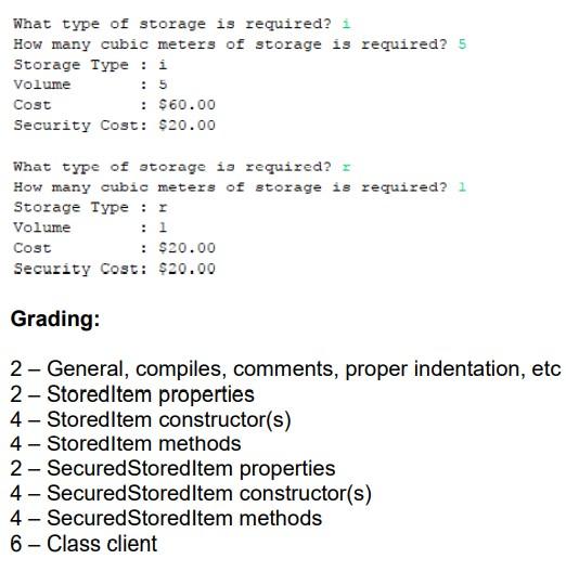 Solved Instructions Create a class named Storedltem that | Chegg.com