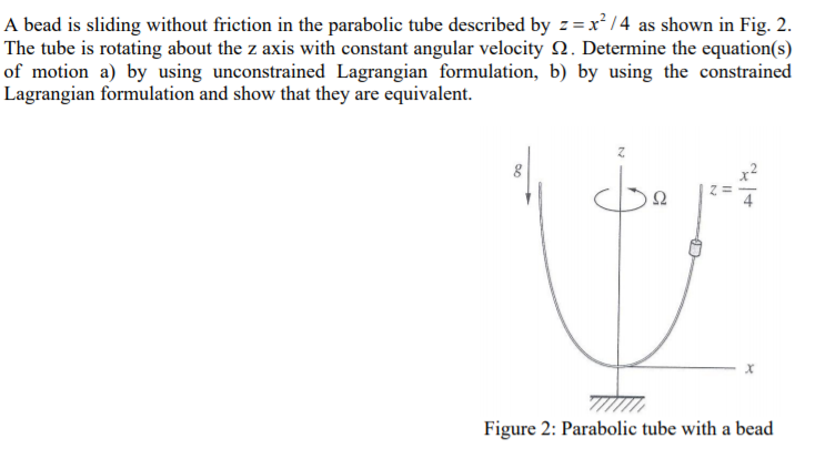 Solved A bead is sliding without friction in the parabolic | Chegg.com