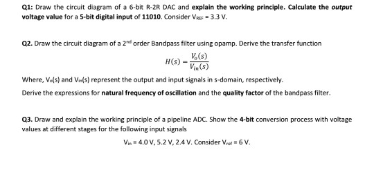 Solved Q1: Draw the circuit diagram of a 6-bit R-2R DAC and | Chegg.com