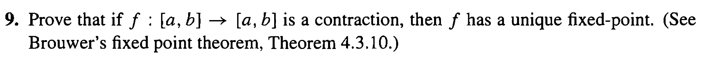 Solved Prove that if f:[a,b]→[a,b] is a contraction, then f | Chegg.com