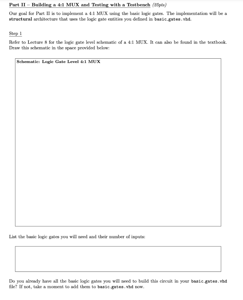 Solved Part I – Using Hierarchical VHDL to Implement | Chegg.com