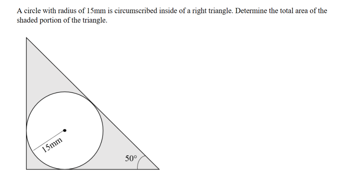 Solved A circle with radius of 15 mm is circumscribed inside | Chegg.com
