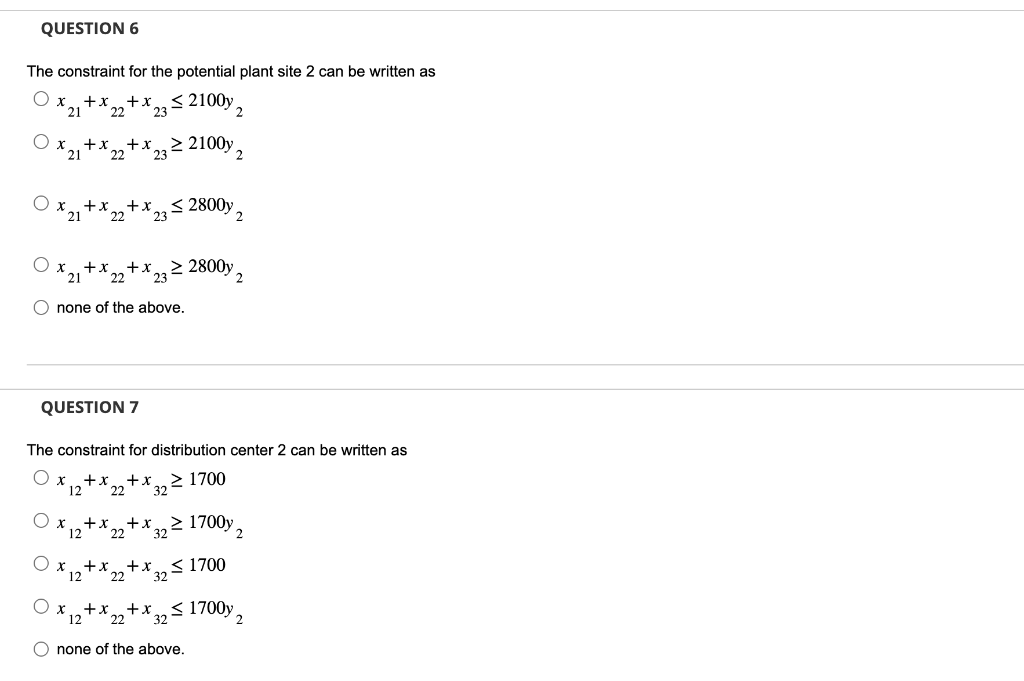 Solved The constraint for the potential plant site 2 can be | Chegg.com