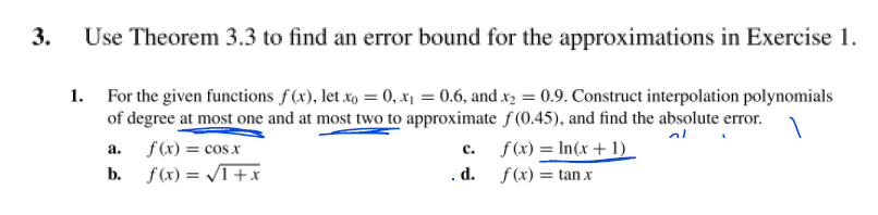 Solved Use Theorem 3.3 to ﻿find an ﻿error bound for the | Chegg.com