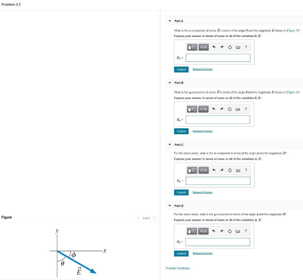 Solved Problem 3.3 PartA What is the x-component of vector E | Chegg.com
