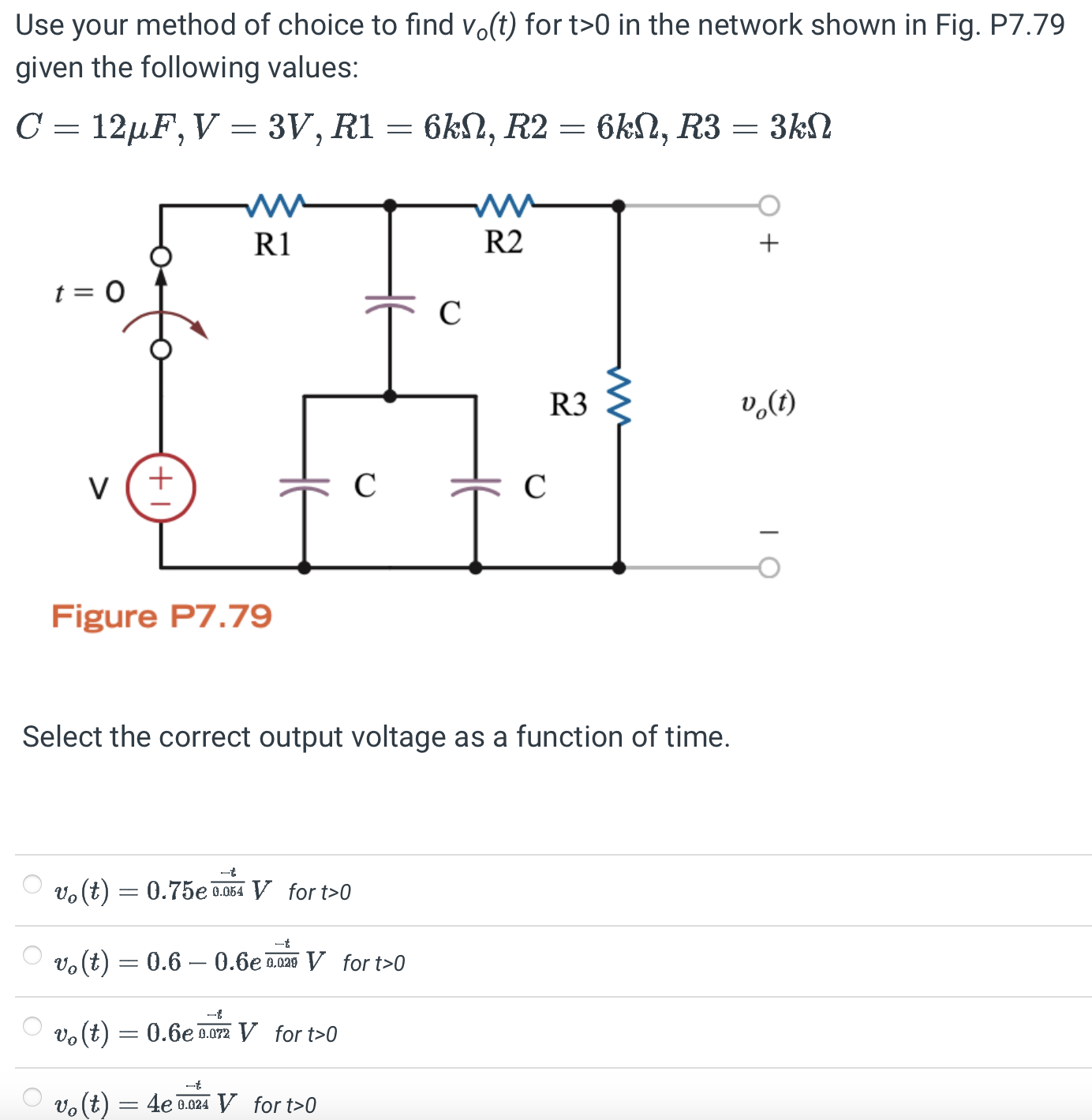 Solved Use your method of choice to find vo(t) for t>0 in | Chegg.com