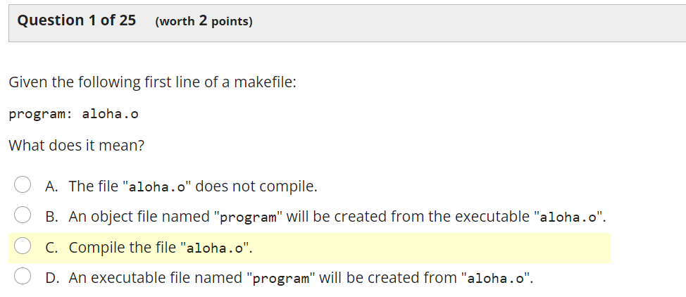 Solved Given the following first line of a makefile: | Chegg.com