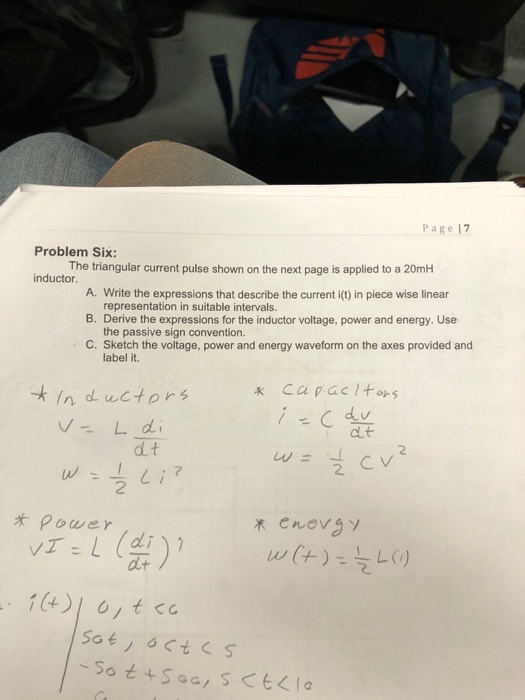 Solved Page 17 Problem Six: The triangular current pulse | Chegg.com
