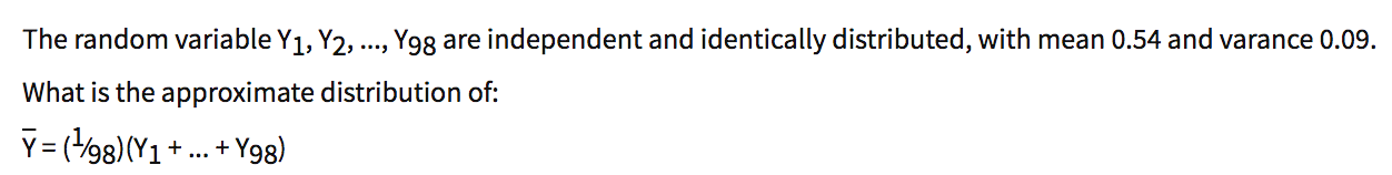 Solved The random variable Y1, Y2, ..., Y98 are independent | Chegg.com