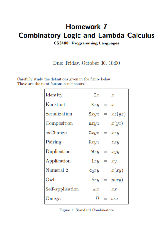Typing Combinators Find the most general types for | Chegg.com