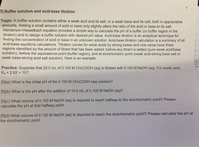 Solved A buffer solution contains either a weak acid and its | Chegg.com